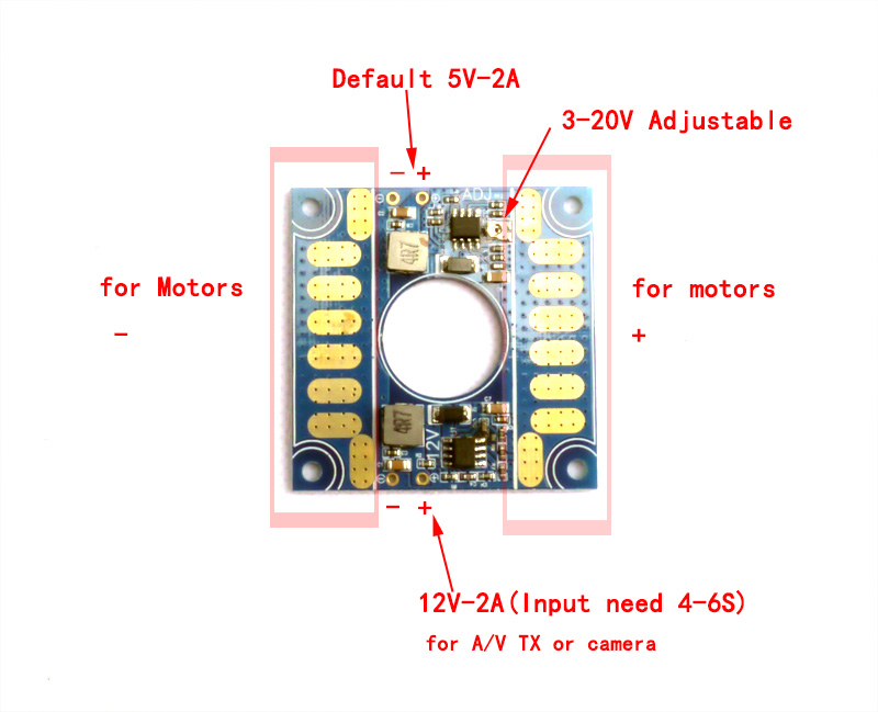 100a Multi Rotor Power Distribution Hub W 2 X Bec Outputs