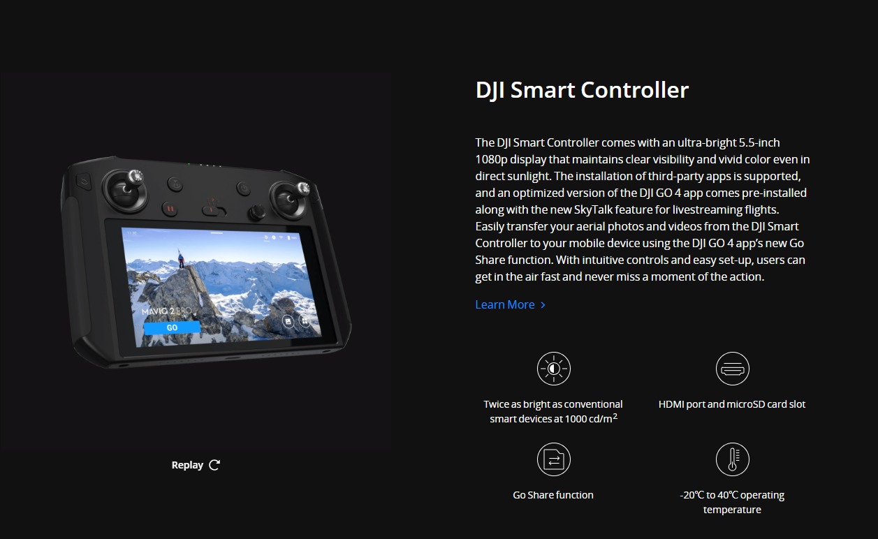 DJI Mavic 2 - Smart Controller (built-in 5.5' display) | DJI